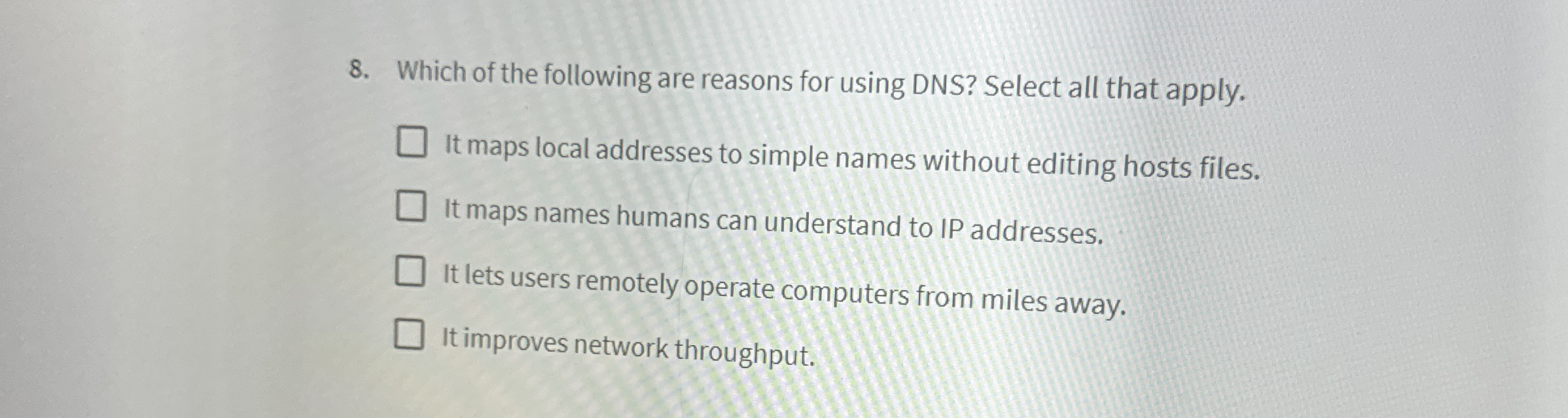Solved Which of the following are reasons for using DNS? | Chegg.com