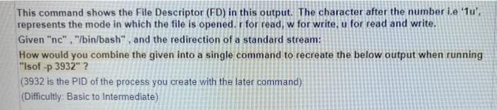 Solved This command shows the File Descriptor (FD) in this | Chegg.com
