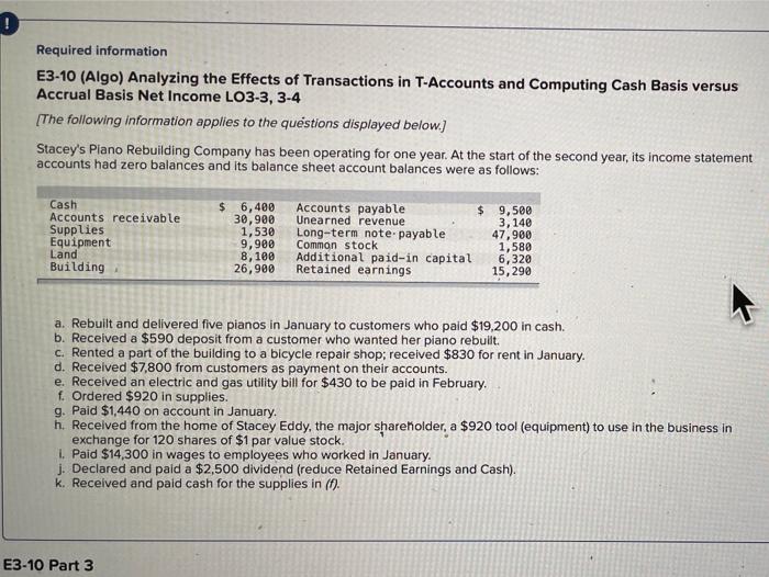 Solved Required information E3-10 (Algo) Analyzing the | Chegg.com