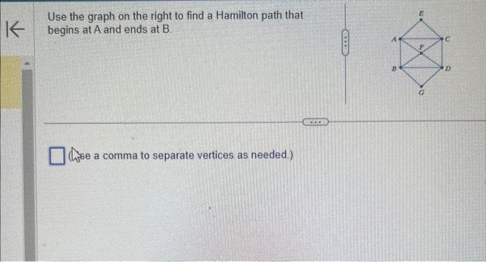 Solved Use the graph on the right to find a Hamilton path | Chegg.com