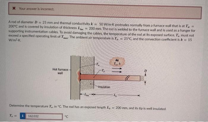 Solved A rod of diameter D=25 mm and thermal conductivity | Chegg.com