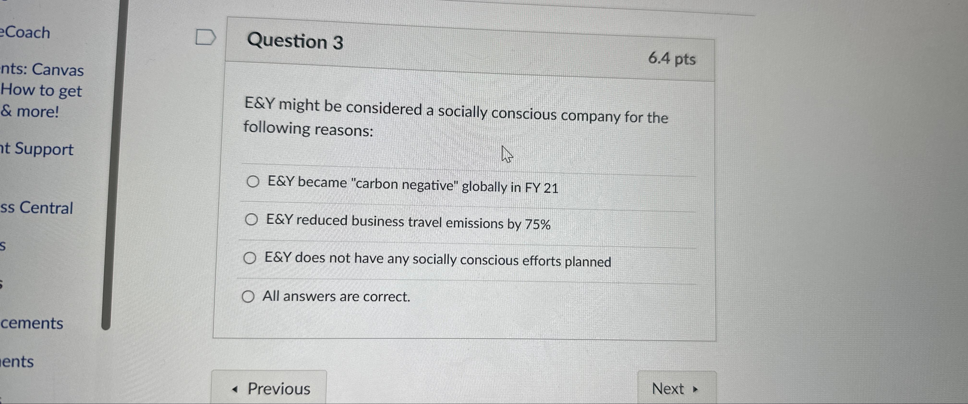 Solved Question 36.4ptsE&Y might be considered a socially | Chegg.com