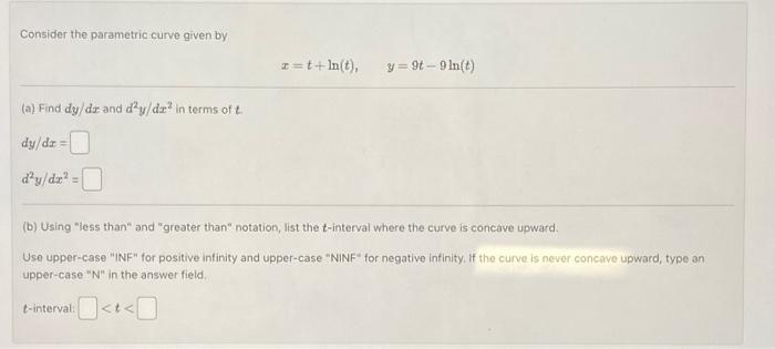 Solved Consider the parametric curve given by | Chegg.com