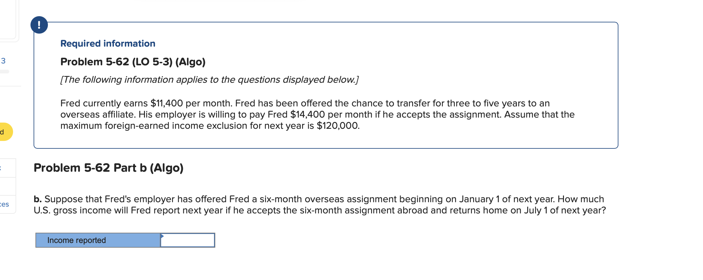 Solved Required informationProblem 5-62 (LO 5-3) (Algo)[The | Chegg.com