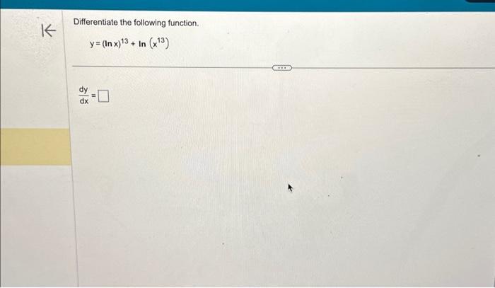 Solved Differentiate the following function. | Chegg.com