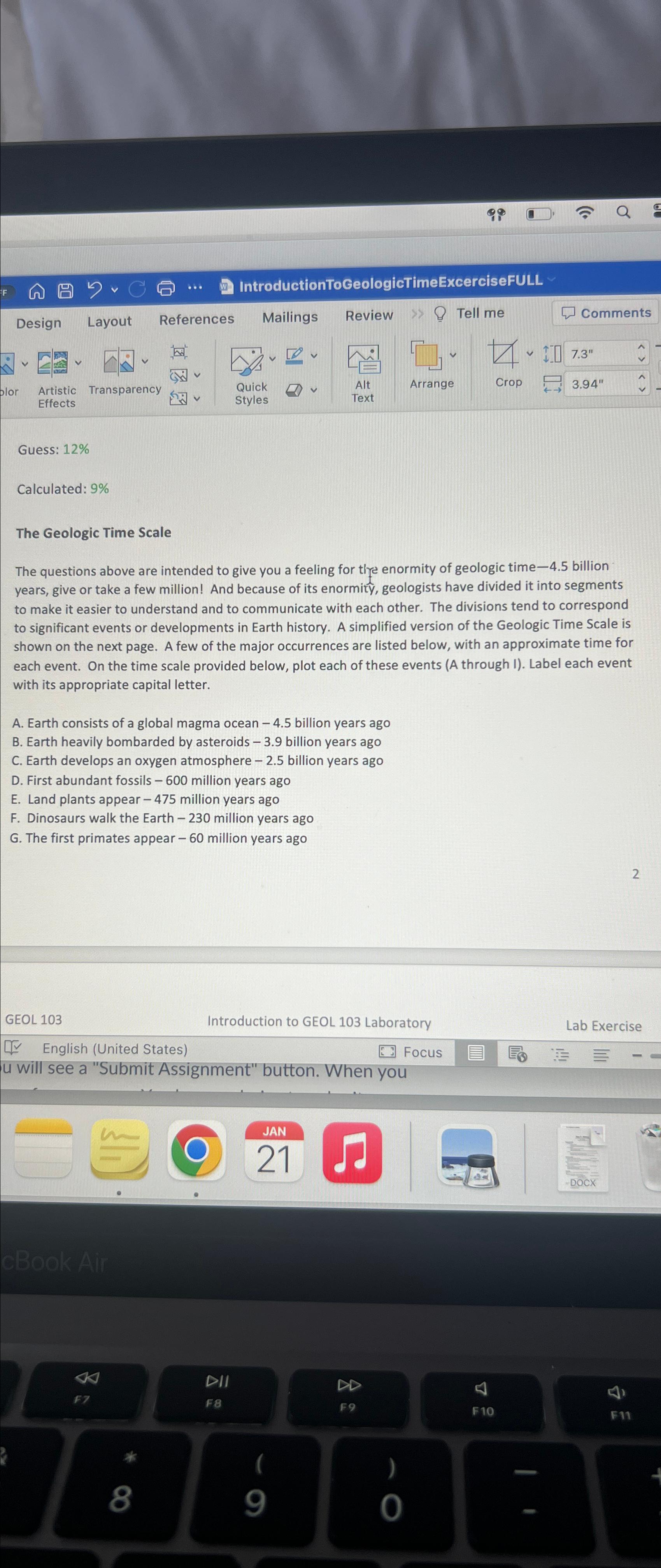 Solved Guess: 12%Calculated: 9%The Geologic Time ScaleThe | Chegg.com