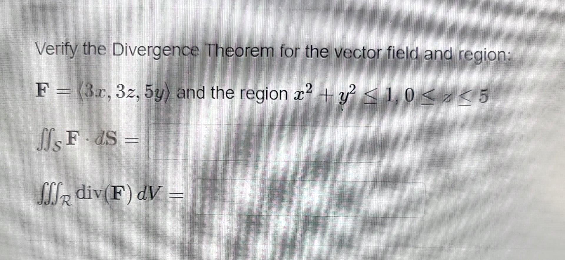 Solved Verify the Divergence Theorem for the vector field | Chegg.com