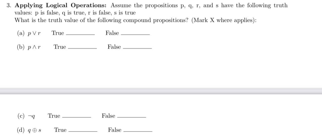 Solved Applying Logical Operations: Assume the propositions | Chegg.com