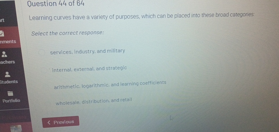 Solved Question 44 ﻿of 64Learning curves have a variety of | Chegg.com