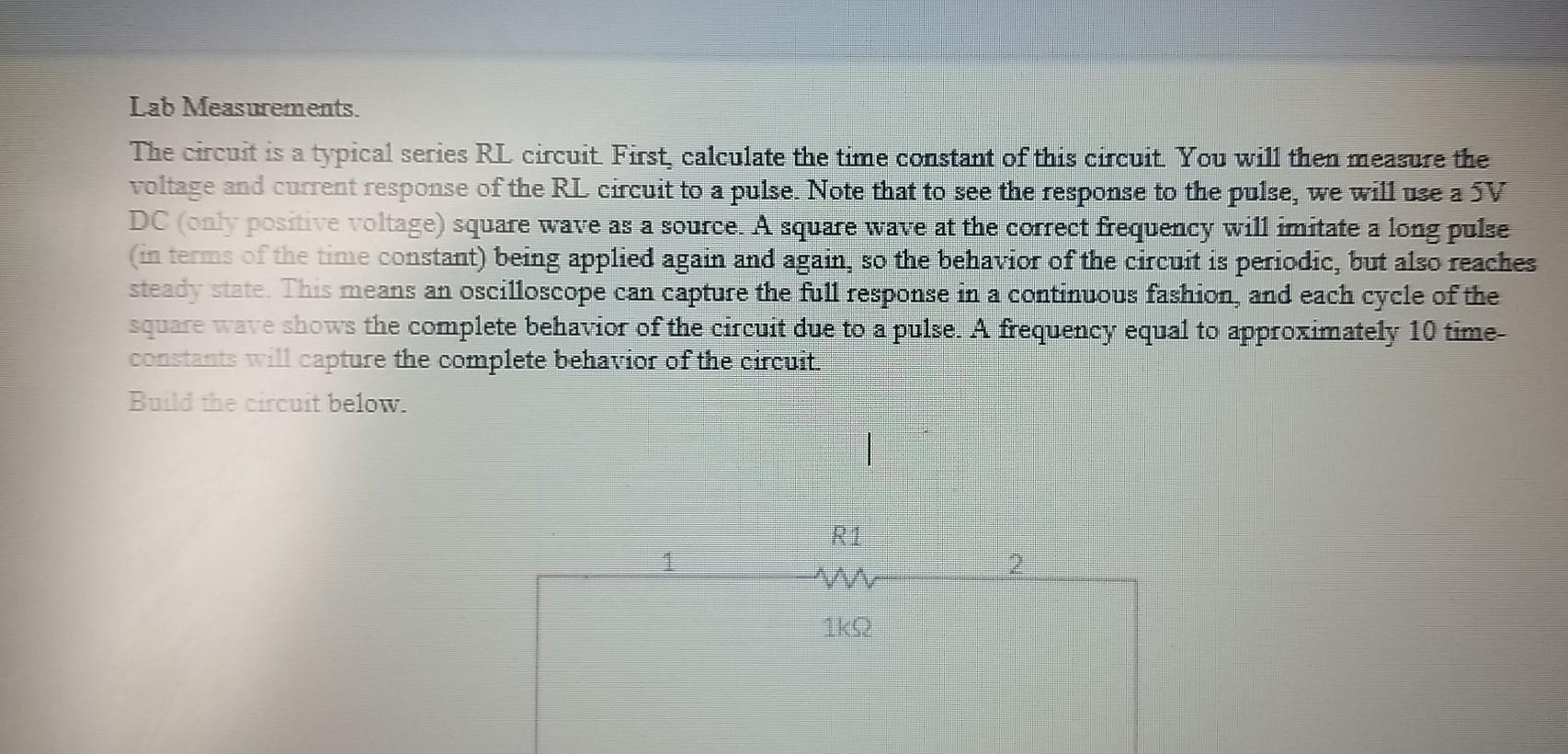 Solved lab measurements construct the circuit using | Chegg.com