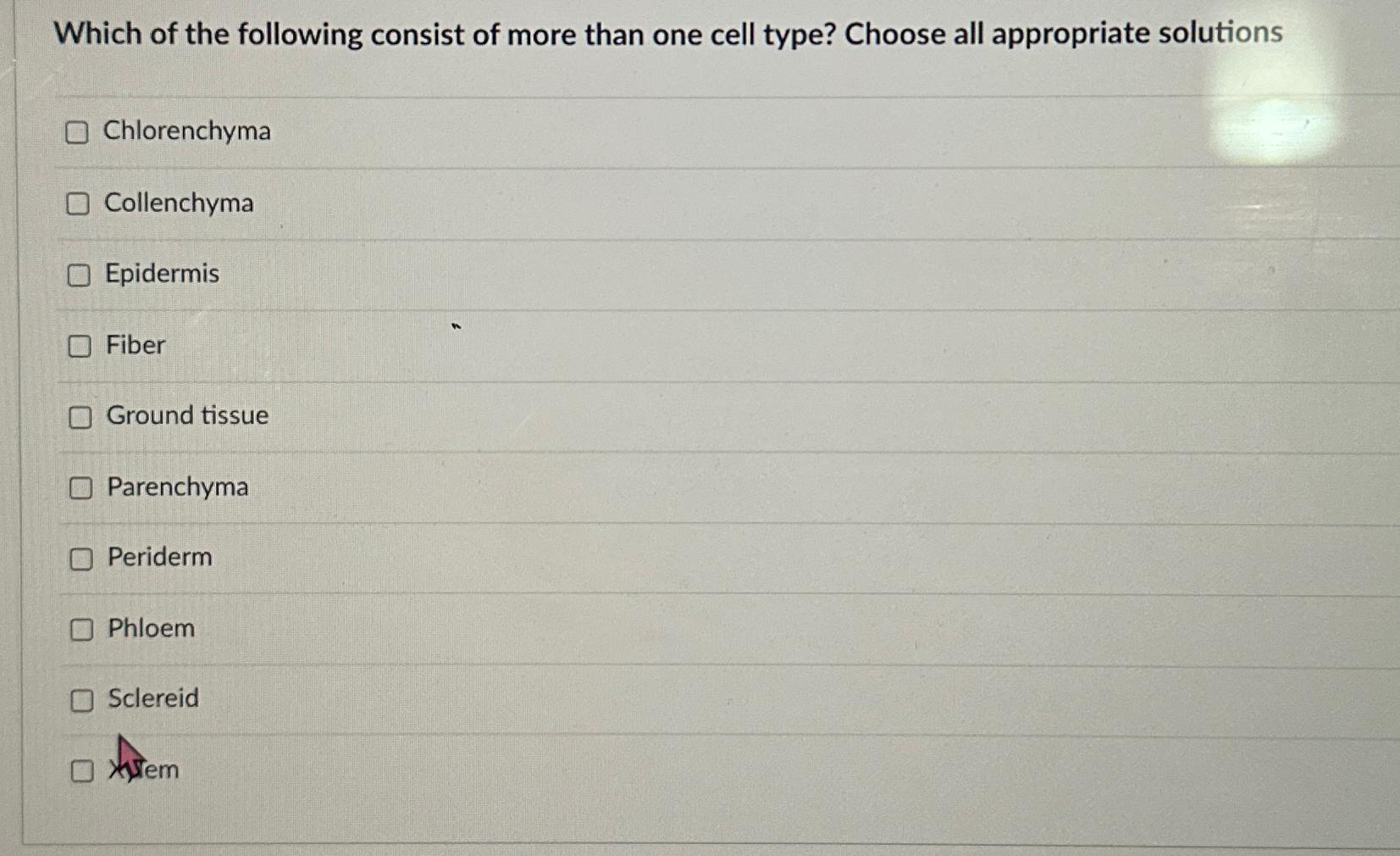 Solved Which of the following consist of more than one cell | Chegg.com
