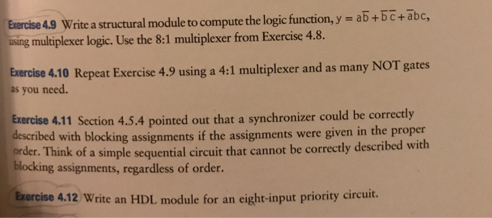 Solved Exercise 4.9 Write a structural module to compute the | Chegg.com