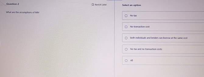 Solved Question 2What are the assumptions of MMSelect an | Chegg.com