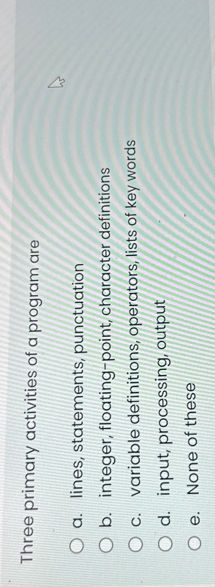 Solved Three primary activities of a program area. ﻿lines, | Chegg.com