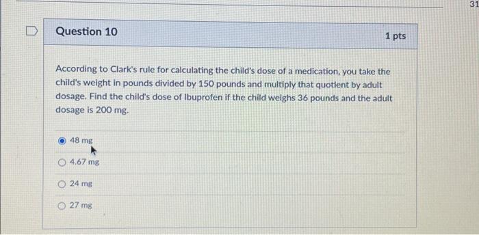 Solved Question 10 According to Clark's rule for calculating | Chegg.com