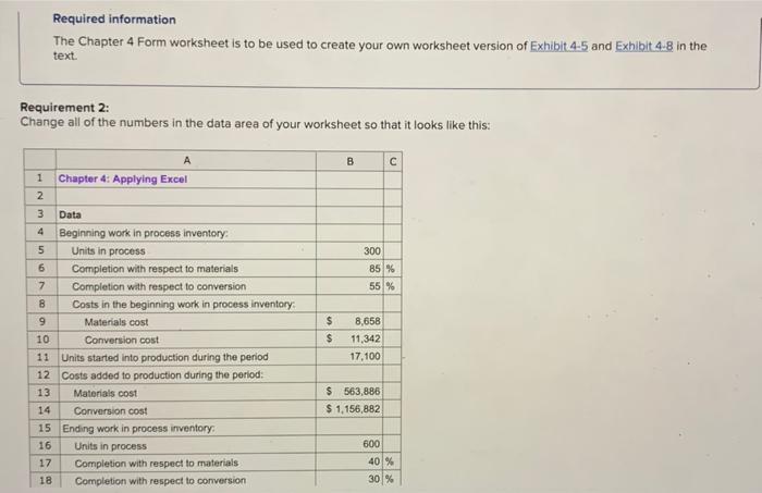 Solved Required information The Chapter 4 Form worksheet is | Chegg.com