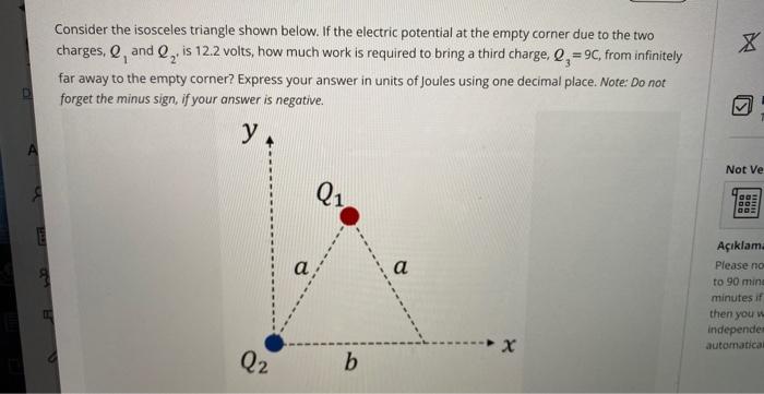 Solved Consider the isosceles triangle shown below. If the | Chegg.com