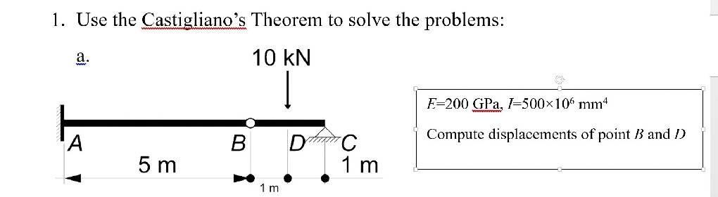 Solved 1. Use the Castigliano's Theorem to solve the | Chegg.com