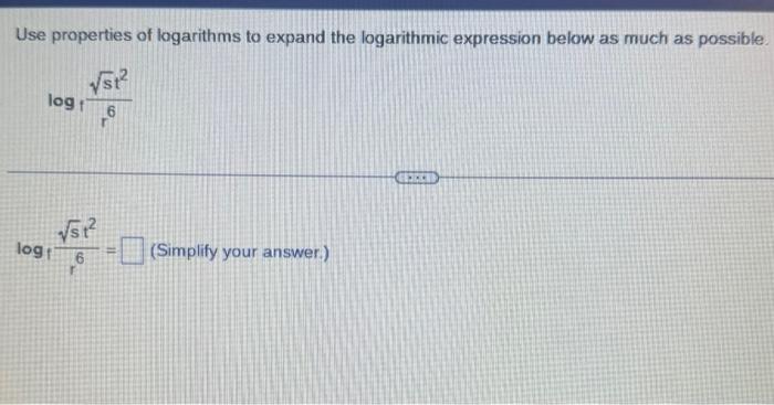 Solved Use properties of logarithms to expand the | Chegg.com