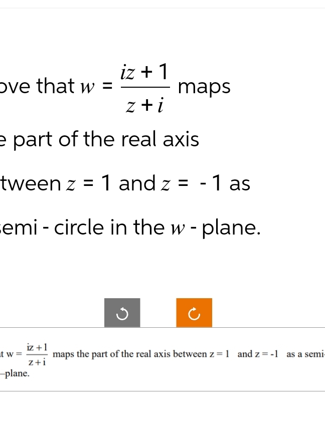 ove that w=iz+1z+i ﻿maps part of the real axis tween | Chegg.com