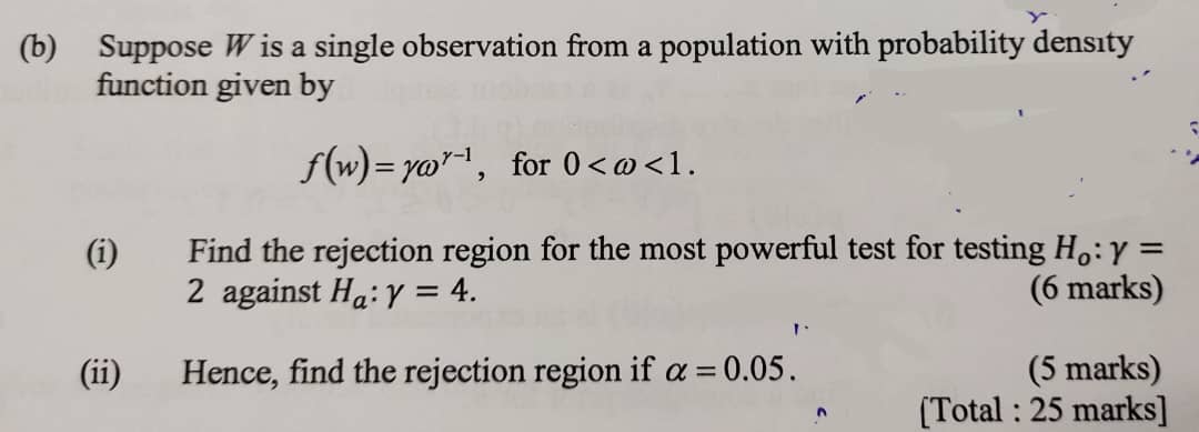 Solved Suppose W ﻿is a single observation from a population | Chegg.com