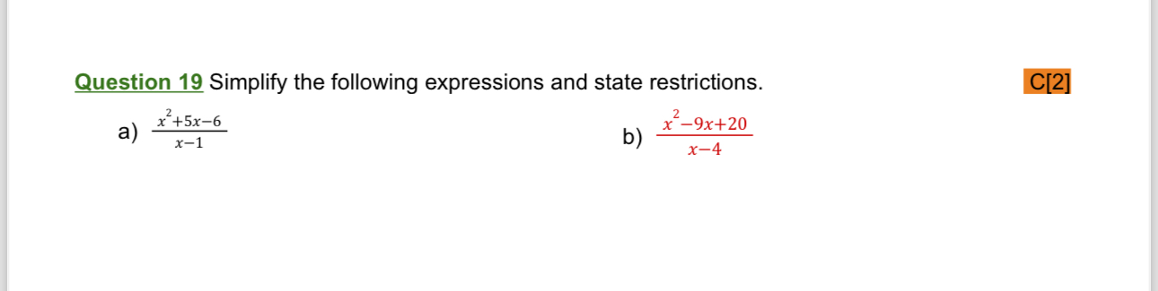 Solved Question 19 ﻿Simplify the following expressions and | Chegg.com