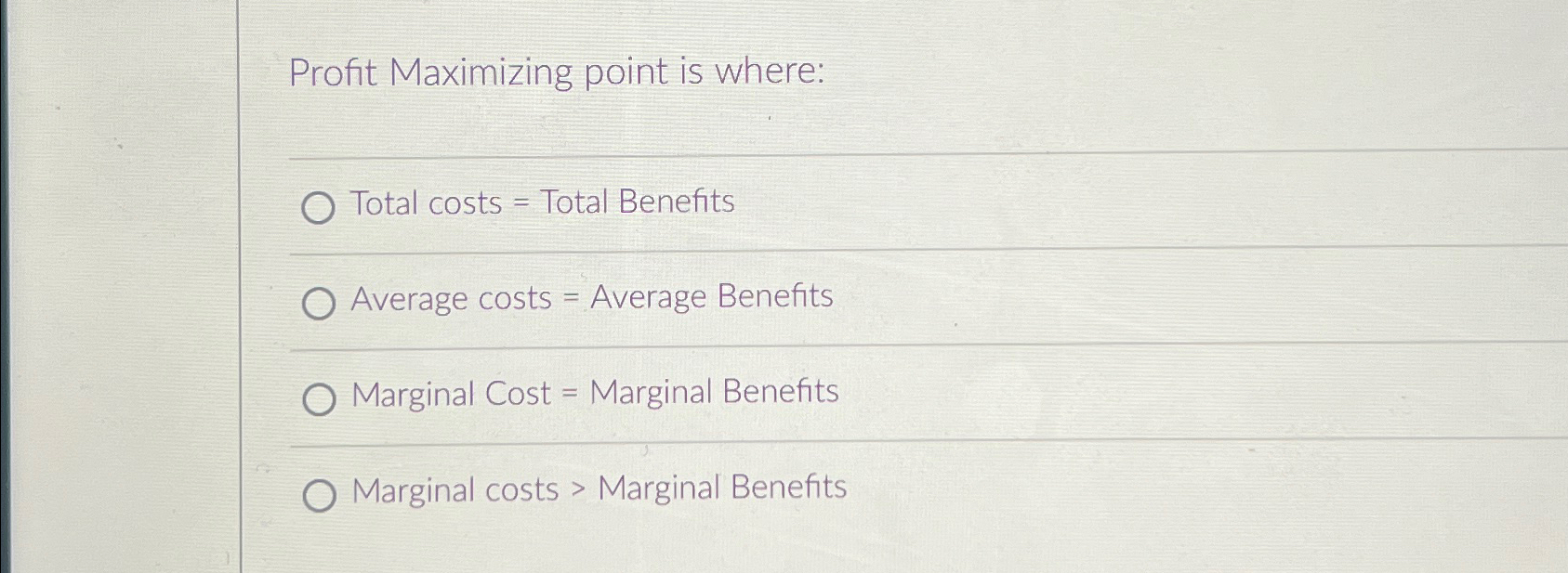 Solved Profit Maximizing point is where:Total costs = ﻿Total | Chegg.com