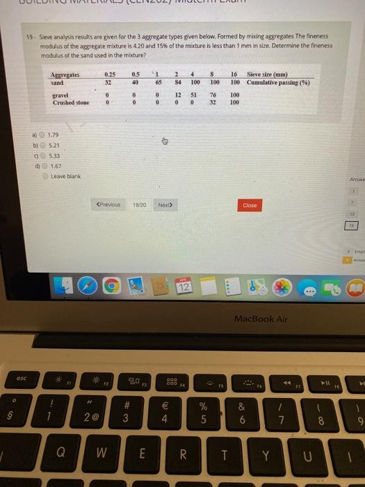 Solved 19. Sieve analysis results are given for the 3 | Chegg.com