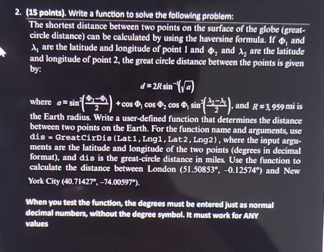 Solved (15 points). Write a function to solve the following | Chegg.com