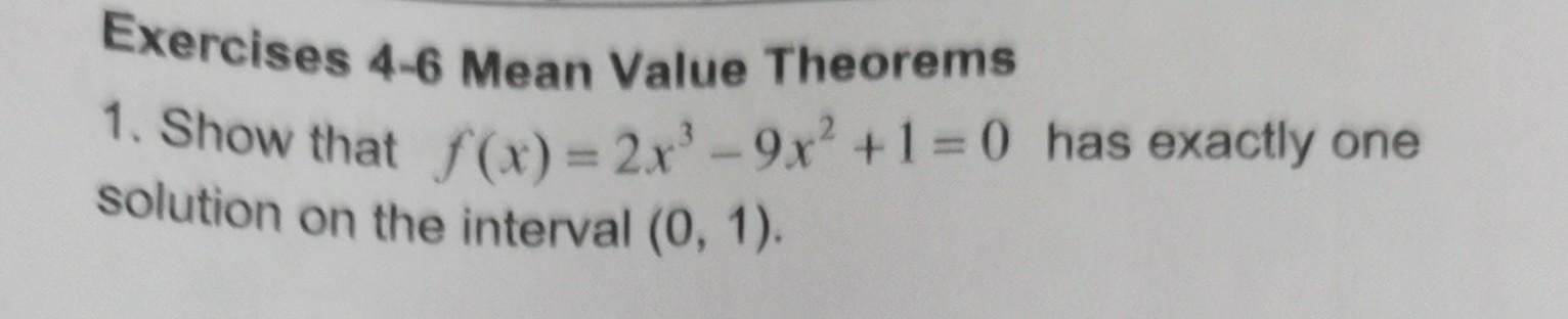 Solved Exercises 4-6 Mean Value Theorems 1. Show that | Chegg.com