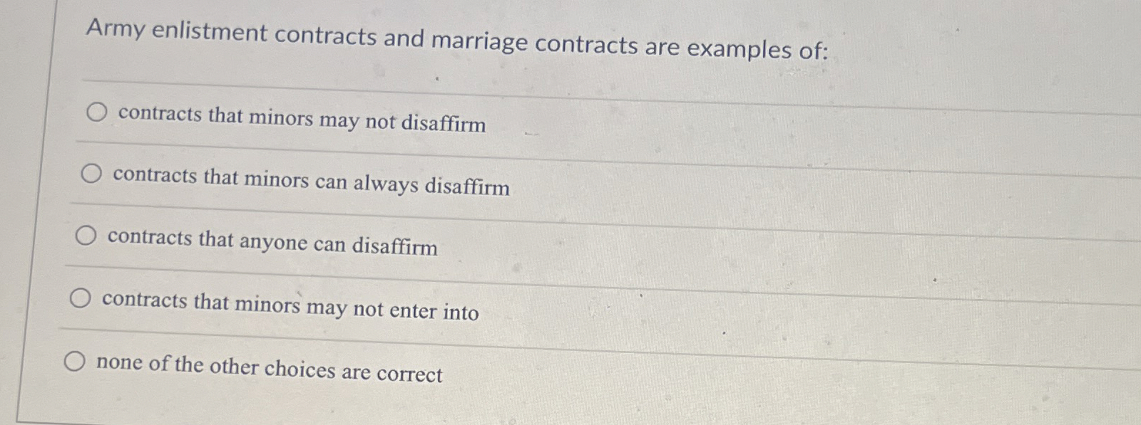 Solved Army enlistment contracts and marriage contracts are | Chegg.com