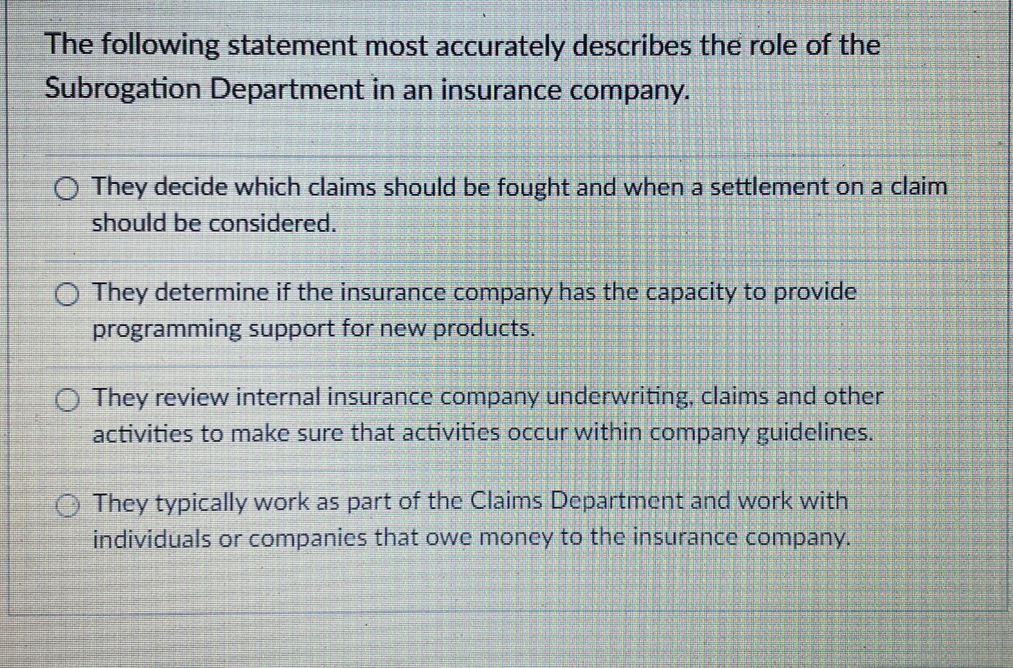 Solved The following statement most accurately describes the | Chegg.com