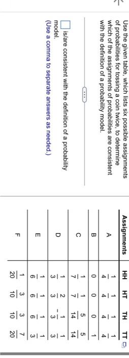 Solved Use the given table, which lists six possible | Chegg.com