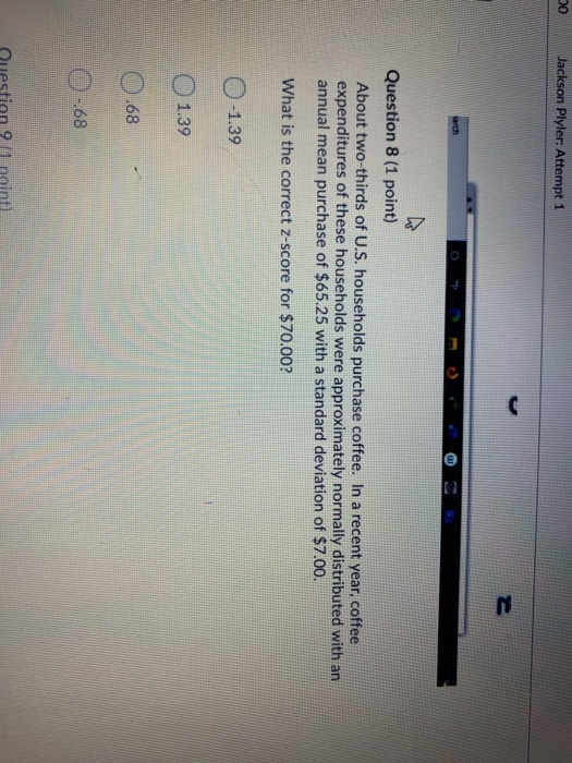 Solved 00 Jackson Plyler: Attempt 1 2 U Question 8 (1 point) | Chegg.com