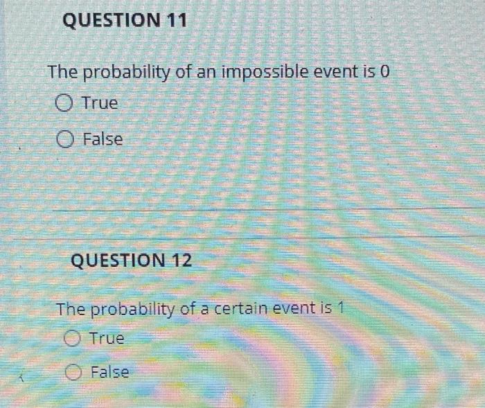 Solved QUESTION 11 The probability of an impossible event is | Chegg.com