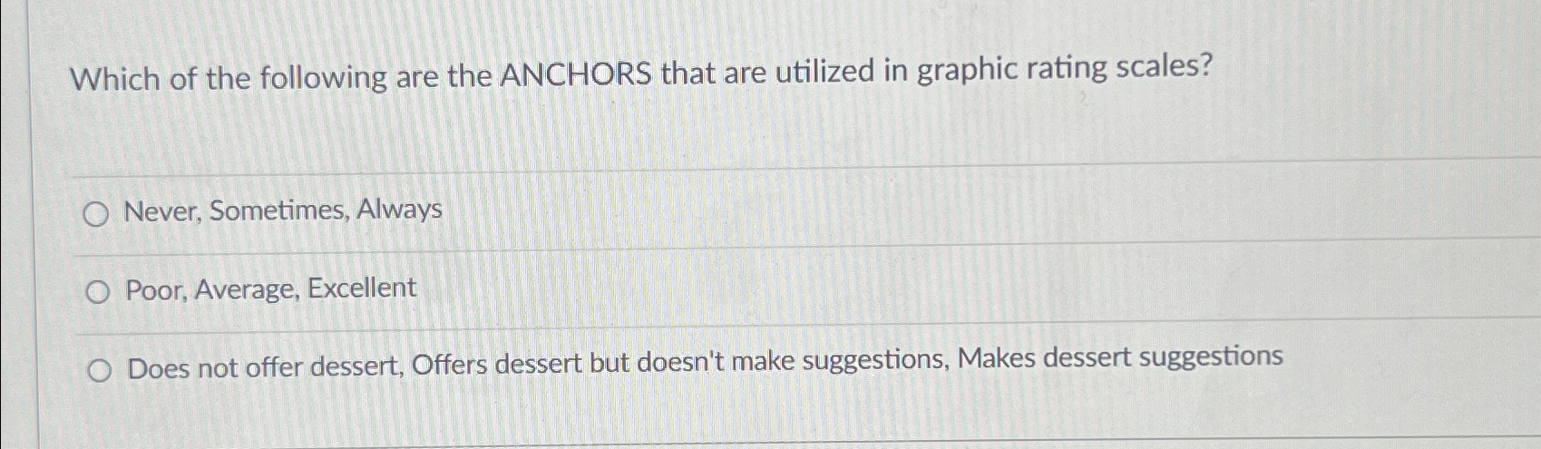 Solved Which of the following are the ANCHORS that are | Chegg.com