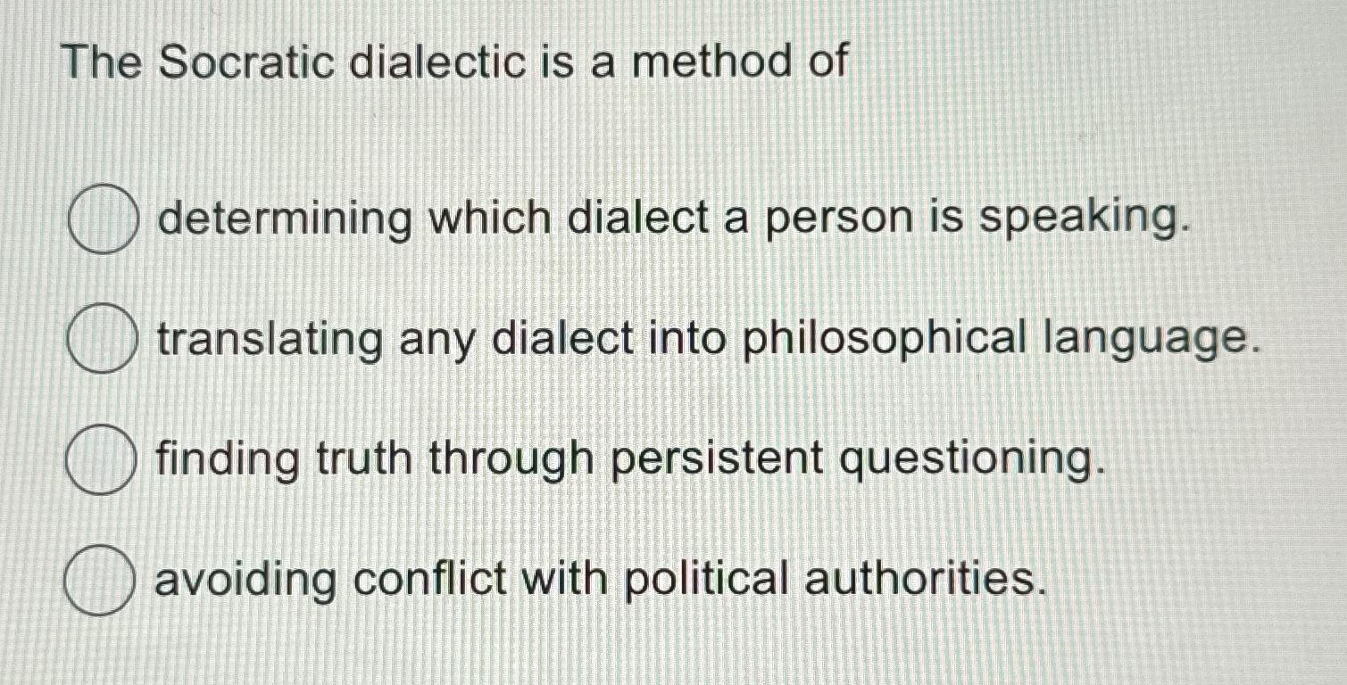 Solved The Socratic Dialectic Is A Method Ofdetermining