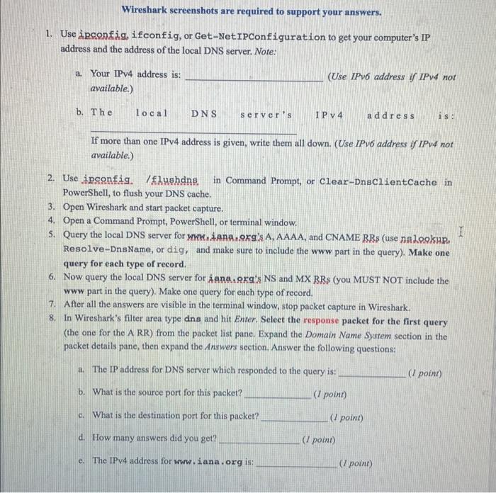 Solved Wireshark screenshots are required to support your | Chegg.com