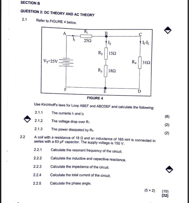 Solved SECTION B QUESTION 2: DC THEORY AND AC THEORY 2.1 | Chegg.com