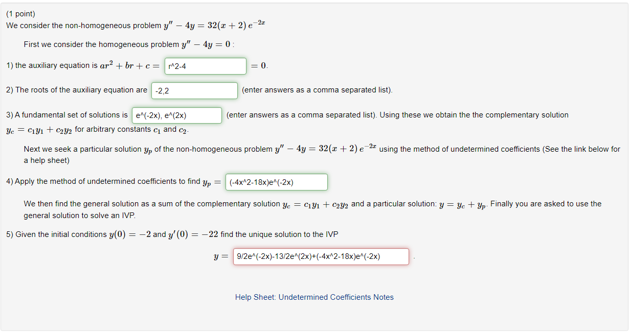 Solved (1 ﻿point)We consider the non-homogeneous problem | Chegg.com