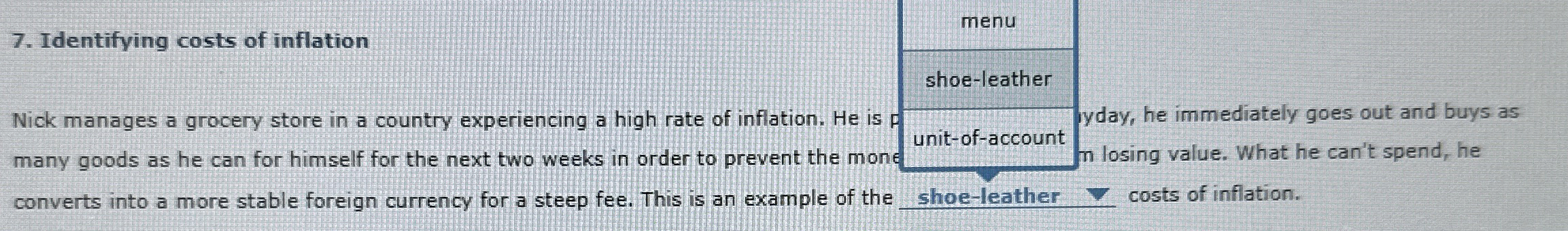 Solved Identifying costs of inflationmenushoe-leatherNick | Chegg.com