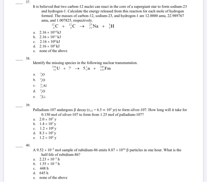 Solved 37. It is believed that two carbon-12 nuclei can | Chegg.com