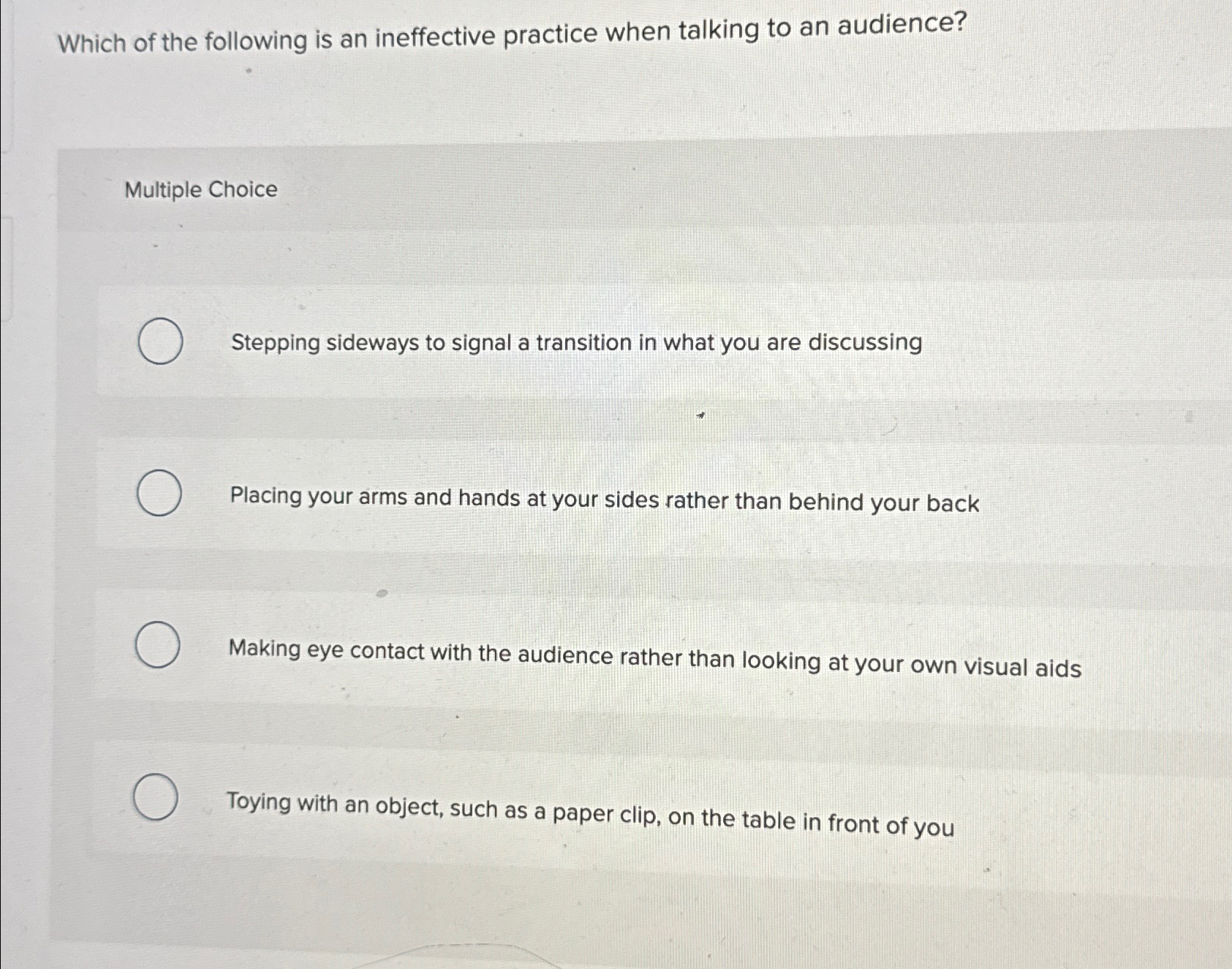Solved Which of the following is an ineffective practice | Chegg.com