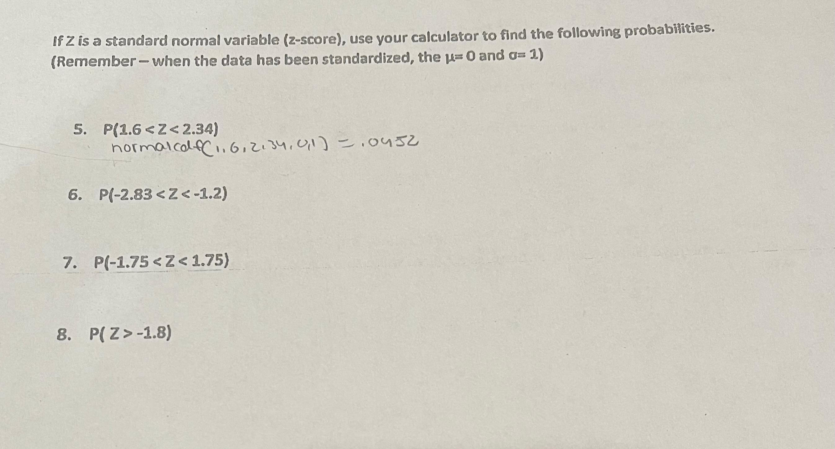 Solved If Z ﻿is a standard normal variable (z-score), ﻿use | Chegg.com