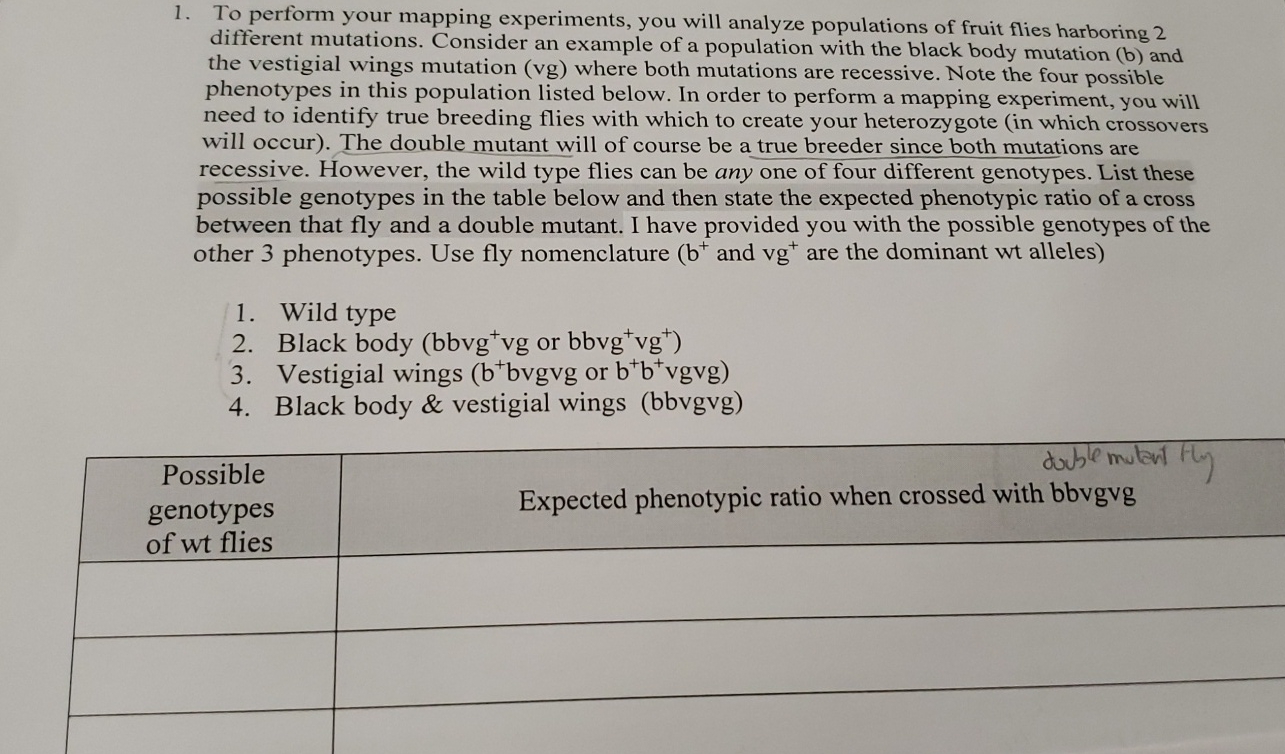 Solved To perform your mapping experiments, you will analyze | Chegg.com