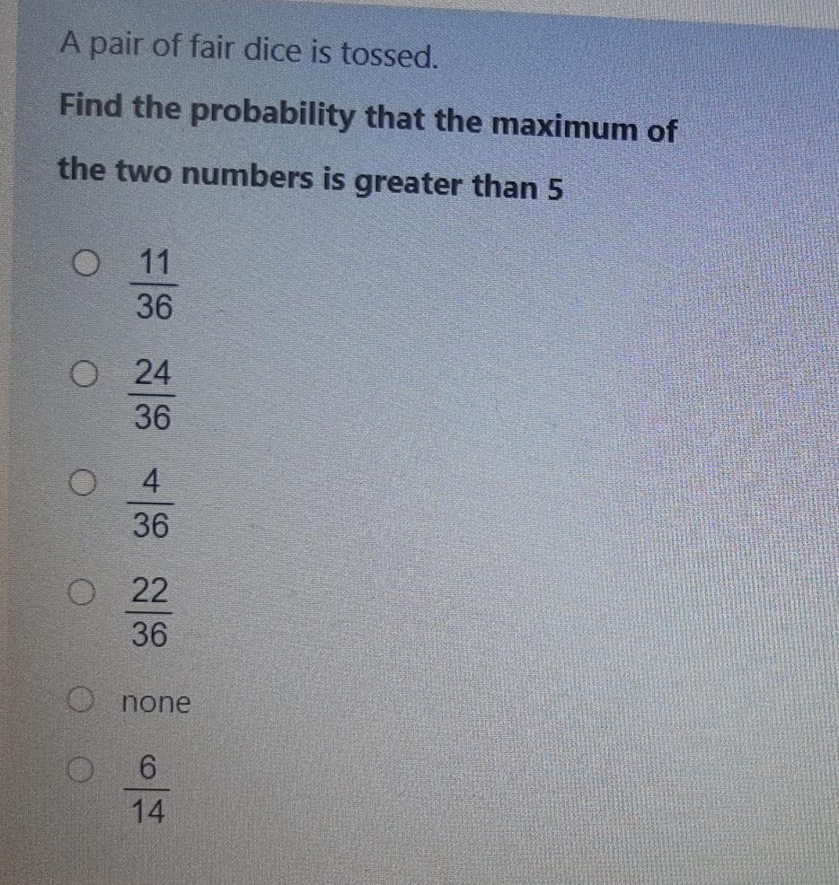 Solved A pair of fair dice is tossed. Find the probability | Chegg.com