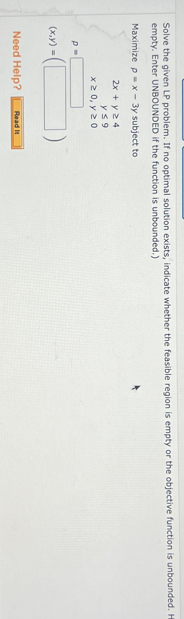 Solved Solve the given LP problem. If no optimal solution | Chegg.com