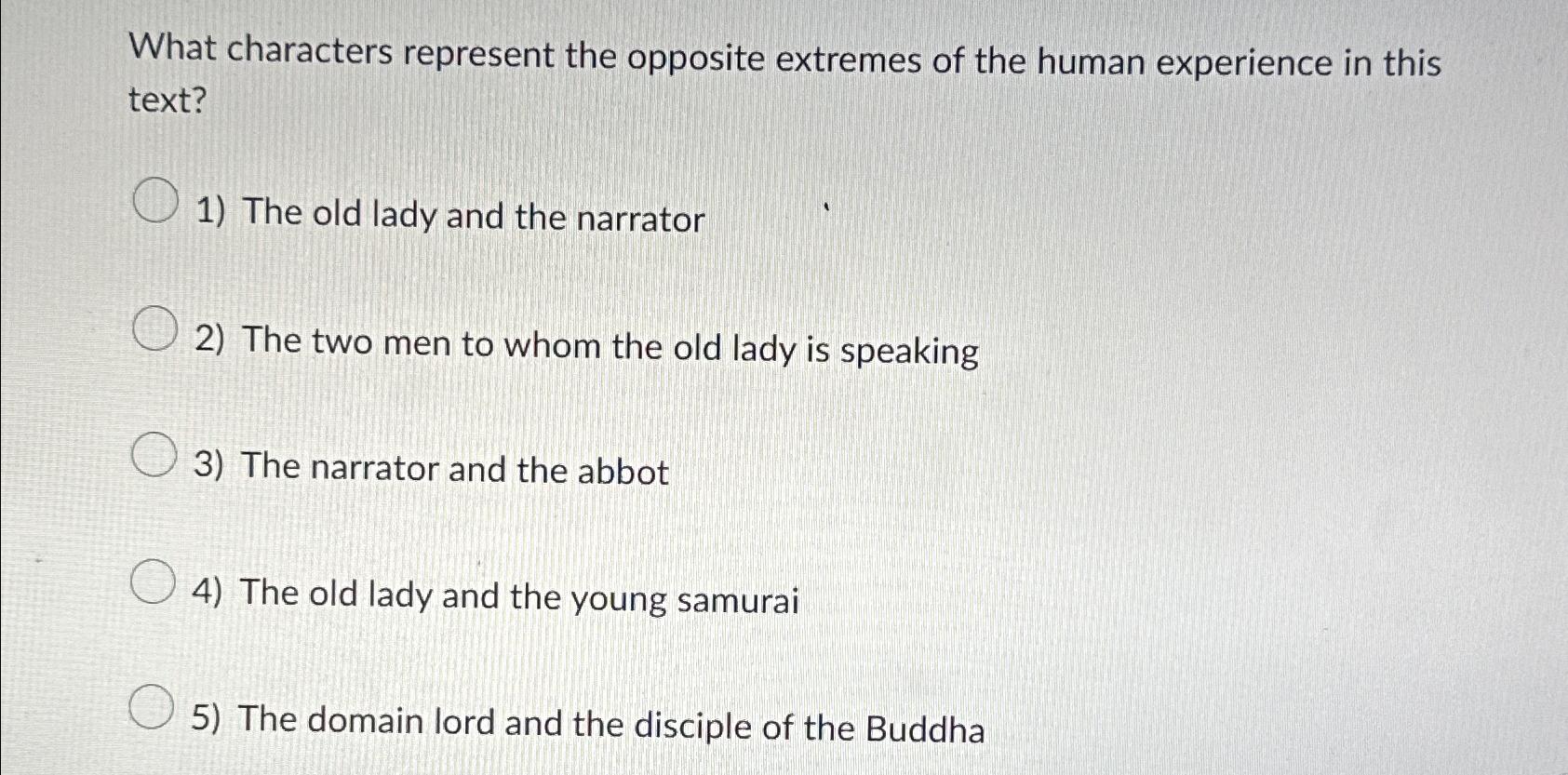 Solved What characters represent the opposite extremes of | Chegg.com