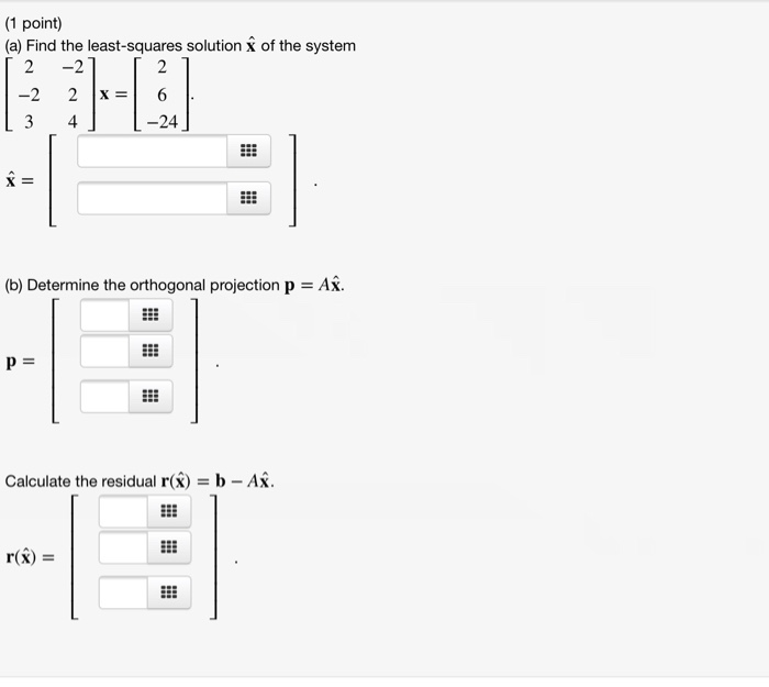 Solved 1 Point A Find The Least Squares Solution X Of
