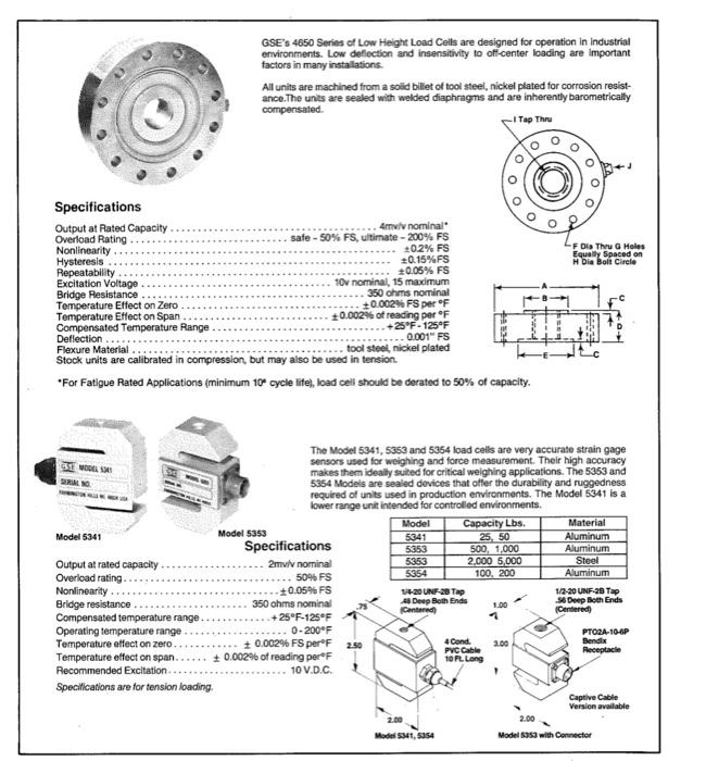 Solved GSE's 4650 Series of Low Height Load Cells are | Chegg.com